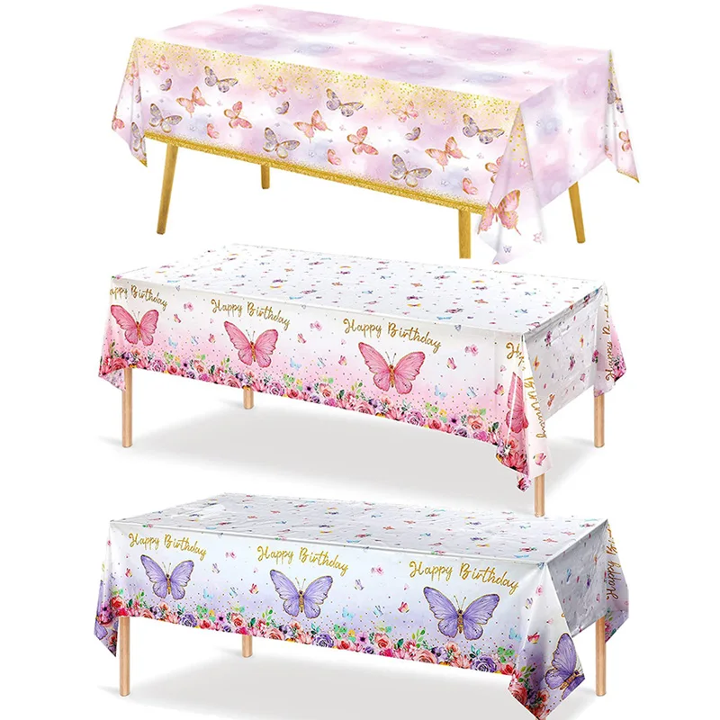 Butterfly Birthday Party Waterproof Tablecloth Spring Summer Outdoor ...