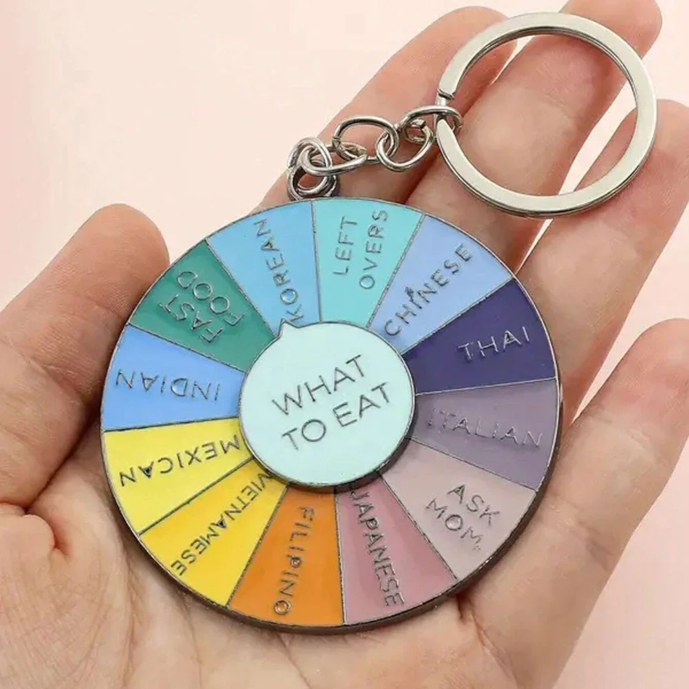 WHAT TO EAT Colorful Turnable Keychain YES OR NO Key Ring Helps You ...