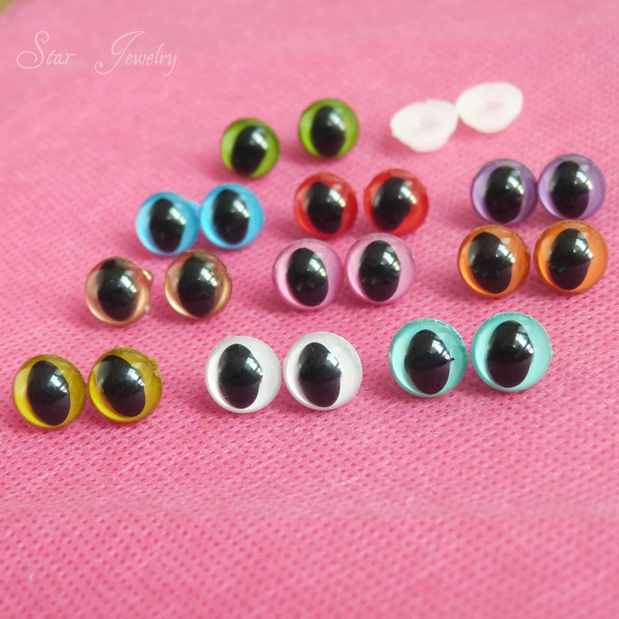 40pcs/lot new arrvial 9mm toy cat eyes plastic safety eyes for doll ...