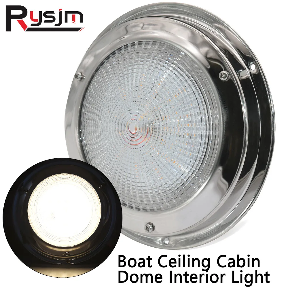 12V-140mm-Flush-Mount-Interior-Ceiling-Dome-Light-Lamp-Stainless-Steel ...