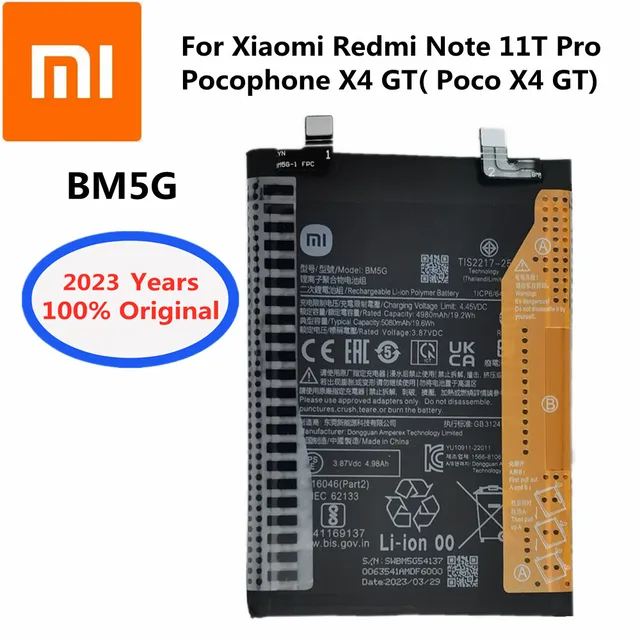 New 5080mAh BM5G Original Battery For Xiaomi Redmi Note11T Pro ...