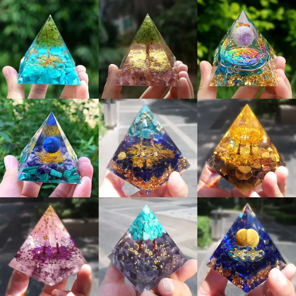 Orgone Pyramid Energy Generator Amethyst Peridot Healing Natural ...