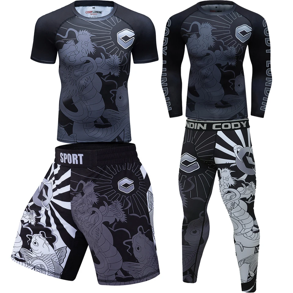 Rashguard-MMA-Compression-T-shirt-Pant-Sport-Suits-Kickboxing-Muay-Thai ...