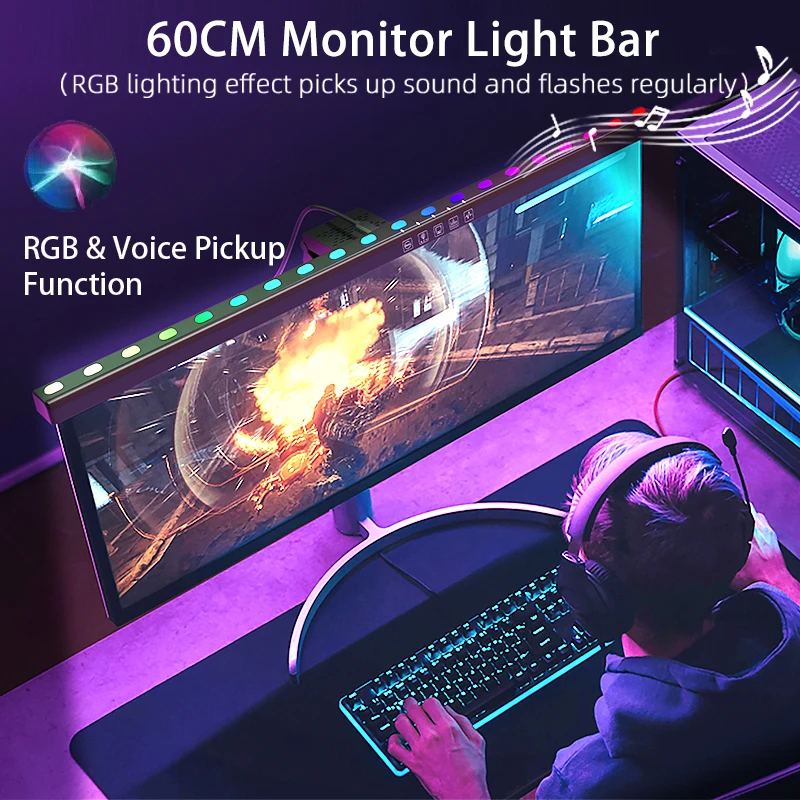 60CM-Desk-Light-Bar-Monitor-RGB-Music-Rhythm-Ambient-Lamps-Screen ...
