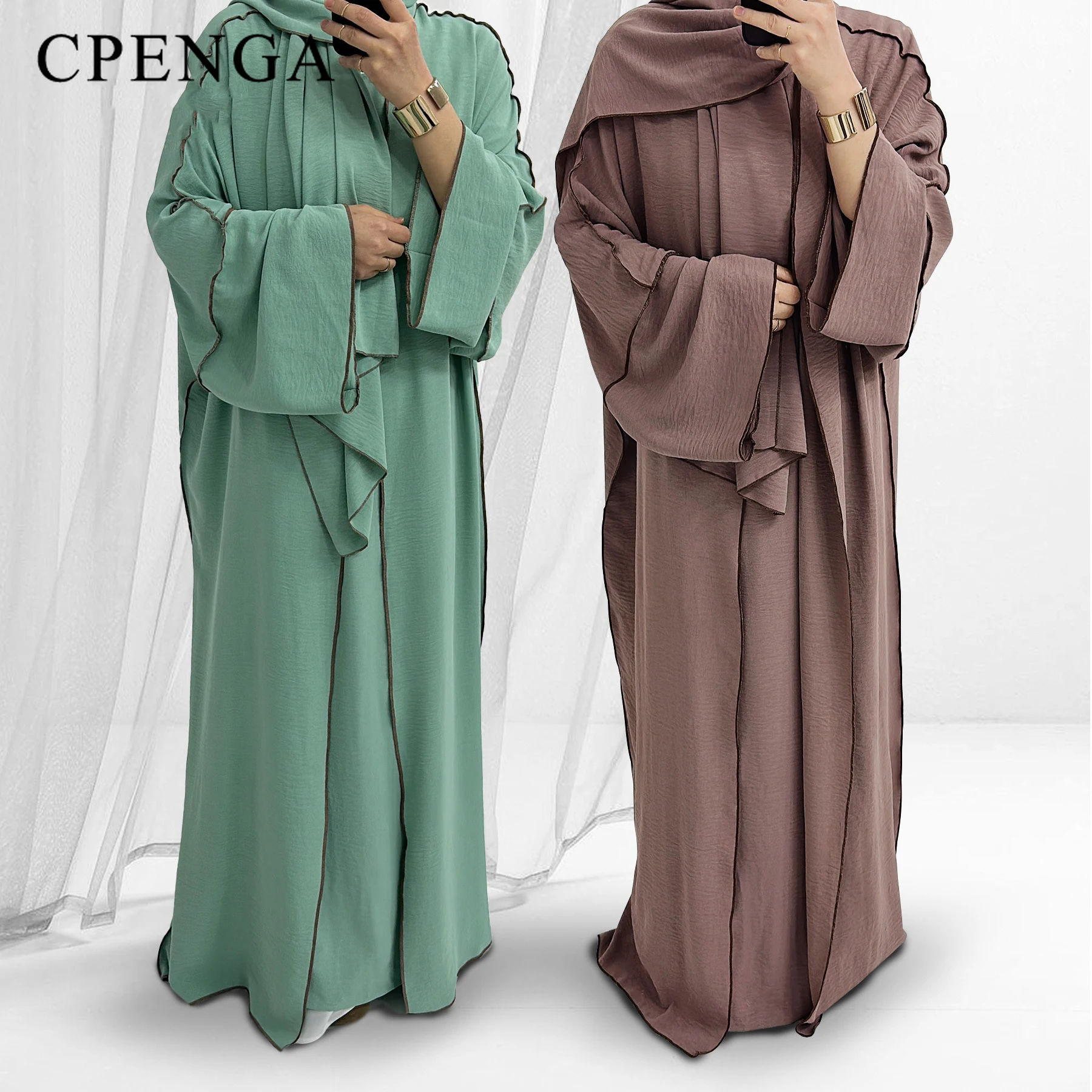 3-Pieces-Muslim-Modest-Dress-for-Women-Arab-Plain-Hijab-Abaya-Ramadan ...