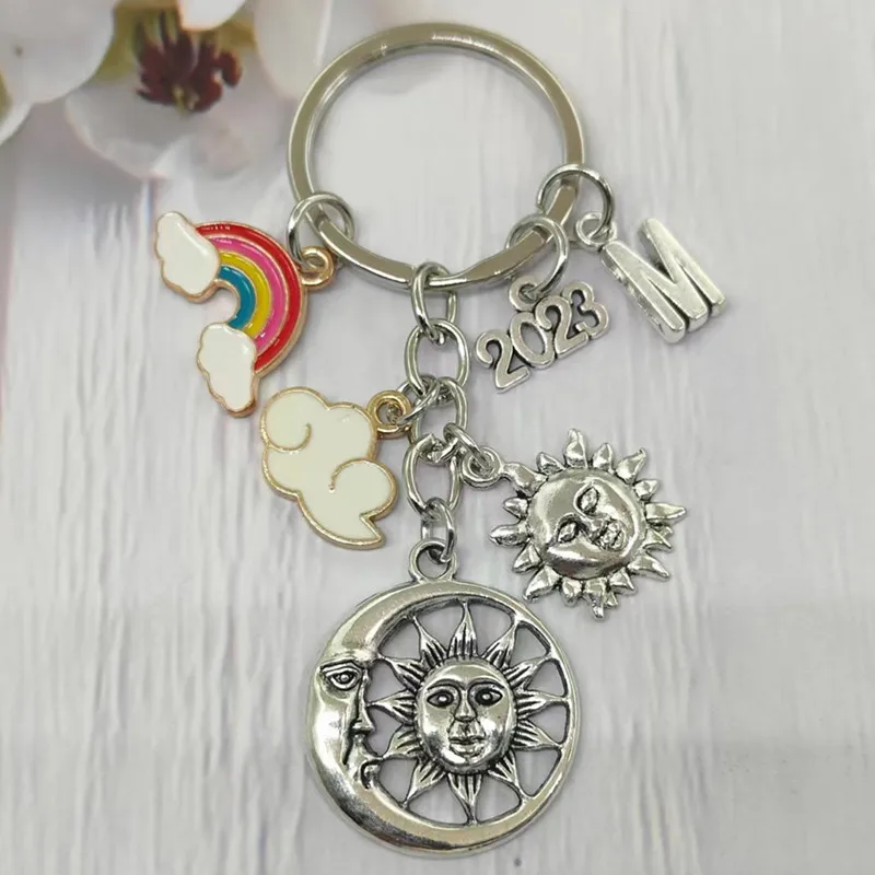 New-Fashion-A-Z-Letter-Lovely-Rainbow-Cloud-Key-Chain-Smiling-Face ...