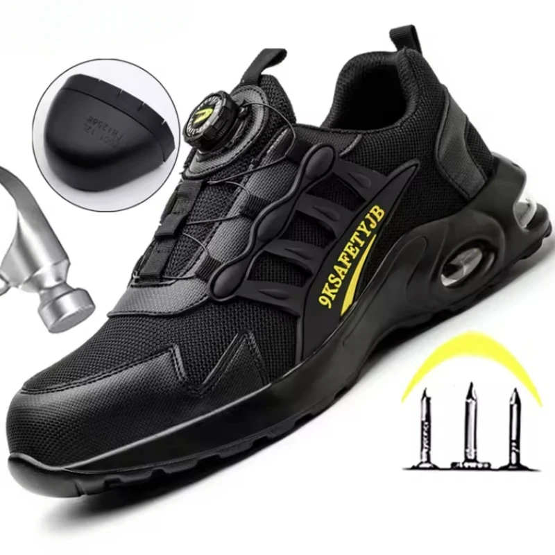 Men's Rotating Button Safety Shoes Indestructible Shoes Anti-Smashing ...