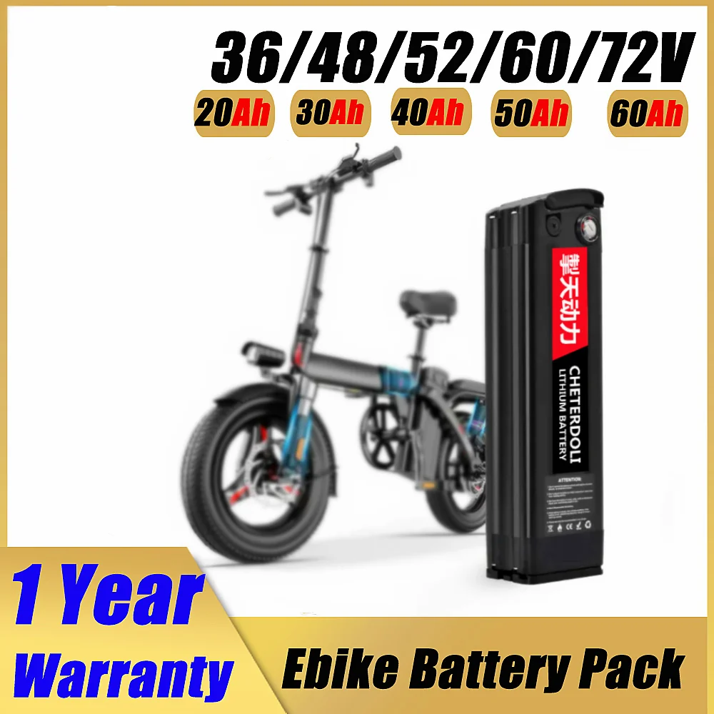 48V-Lithium-Battery-Pack-36V-52V-60V-72V-Silver-Fish-E-Bike-Electric ...