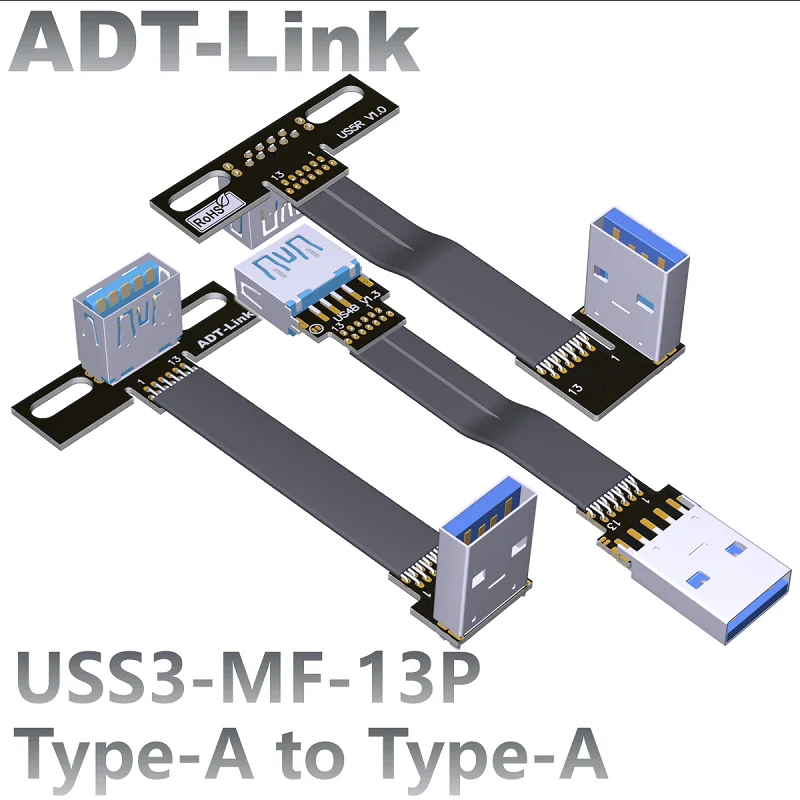 ADT-Link-USB-3-0-Extension-Flat-Data-Cable-Male-To-Female-Data-Flexible ...