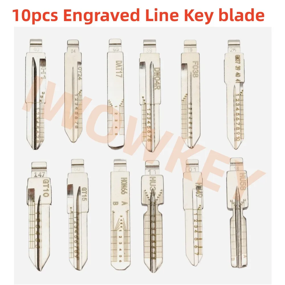 10pcs-Engraved-Line-Key-Scale-Shearing-Teeth-Blank-Car-Key-Blade-GT15 ...