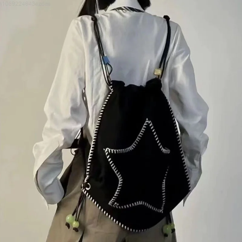 2023-New-Fashion-Backpack-Star-Drawstring-Black-Shoulder-Bag-Y2k-Women ...