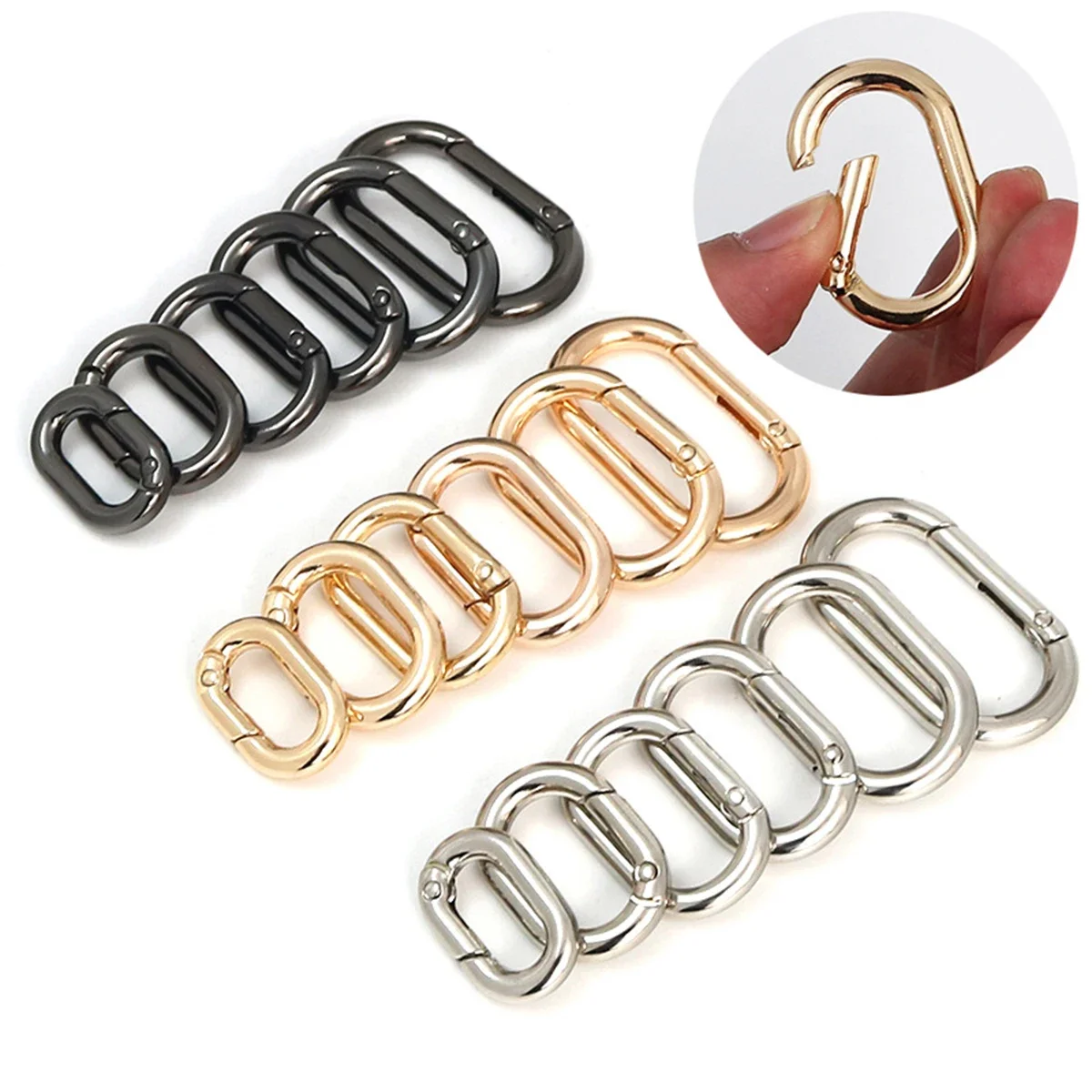 2pcs-Metal-Oval-Spring-O-Ring-Openable-Trigger-Clasps-Clip-Leather ...
