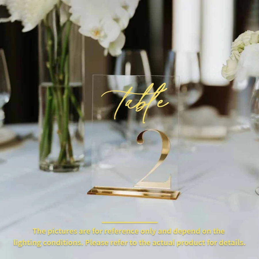 Wedding Table Numbers - Clear and Gold Mirror Acrylic Signs - Gold ...