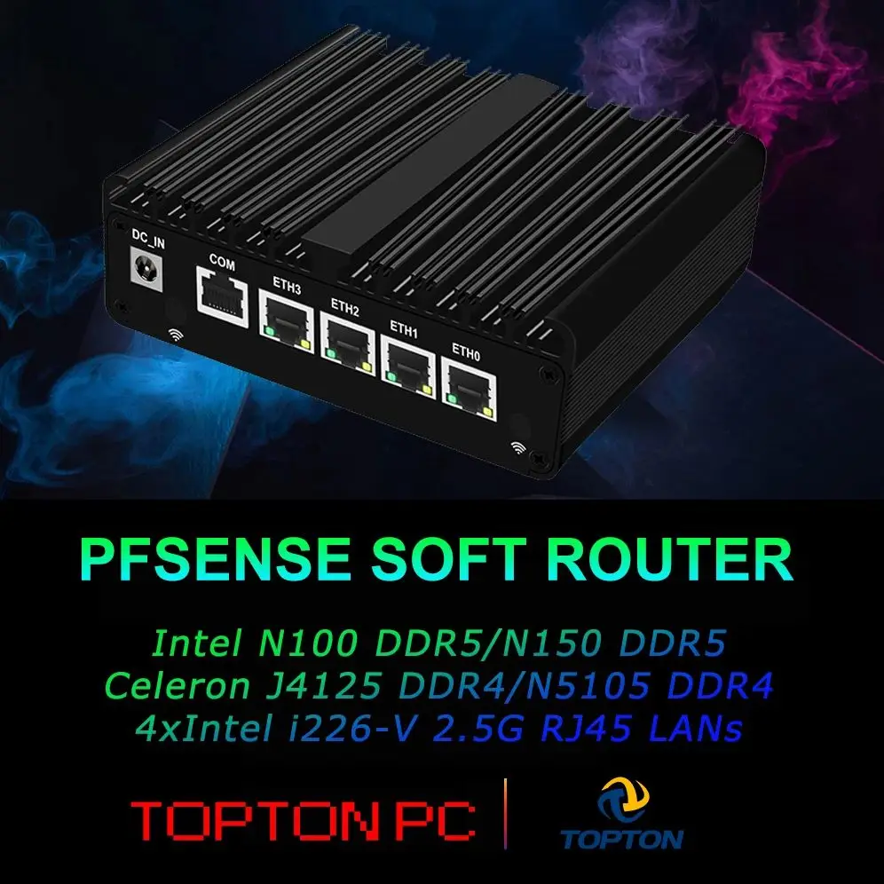 12th Gen Intel N100 Mini PC Firewall Router 4 LAN i226-V 2.5G N6000 ...