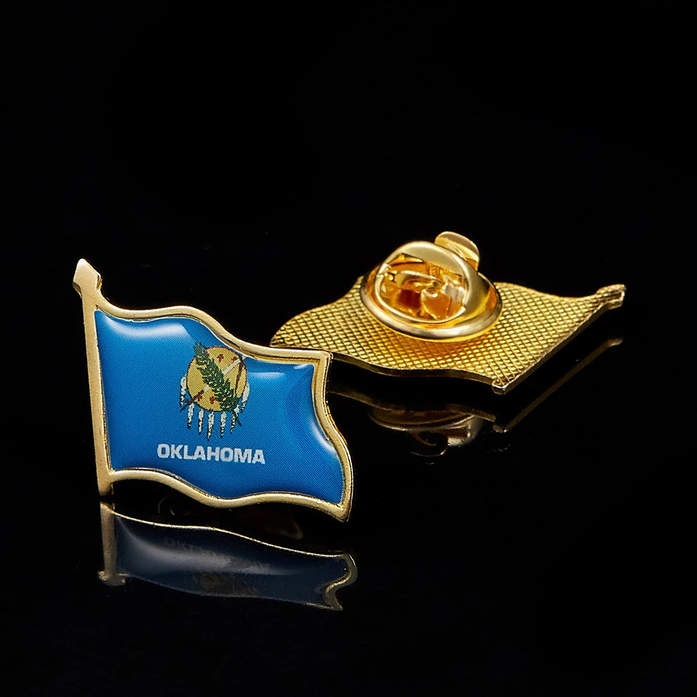 USA State Oklahoma Single Metal Flag Lapel Pins Brooch Badge Men Suit ...