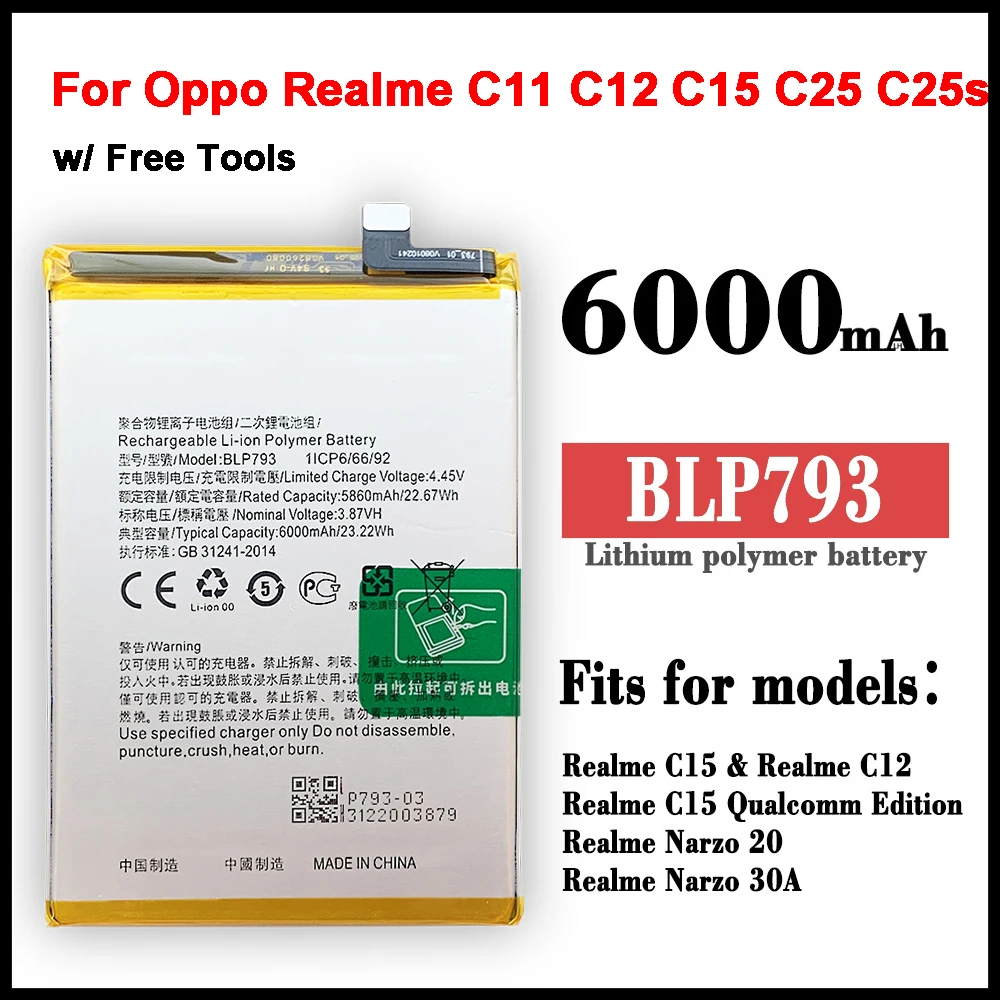 Replacement-BLP793-Battery-For-Oppo-Realme-C11-C12-C15-C25-C25s-Narzo ...
