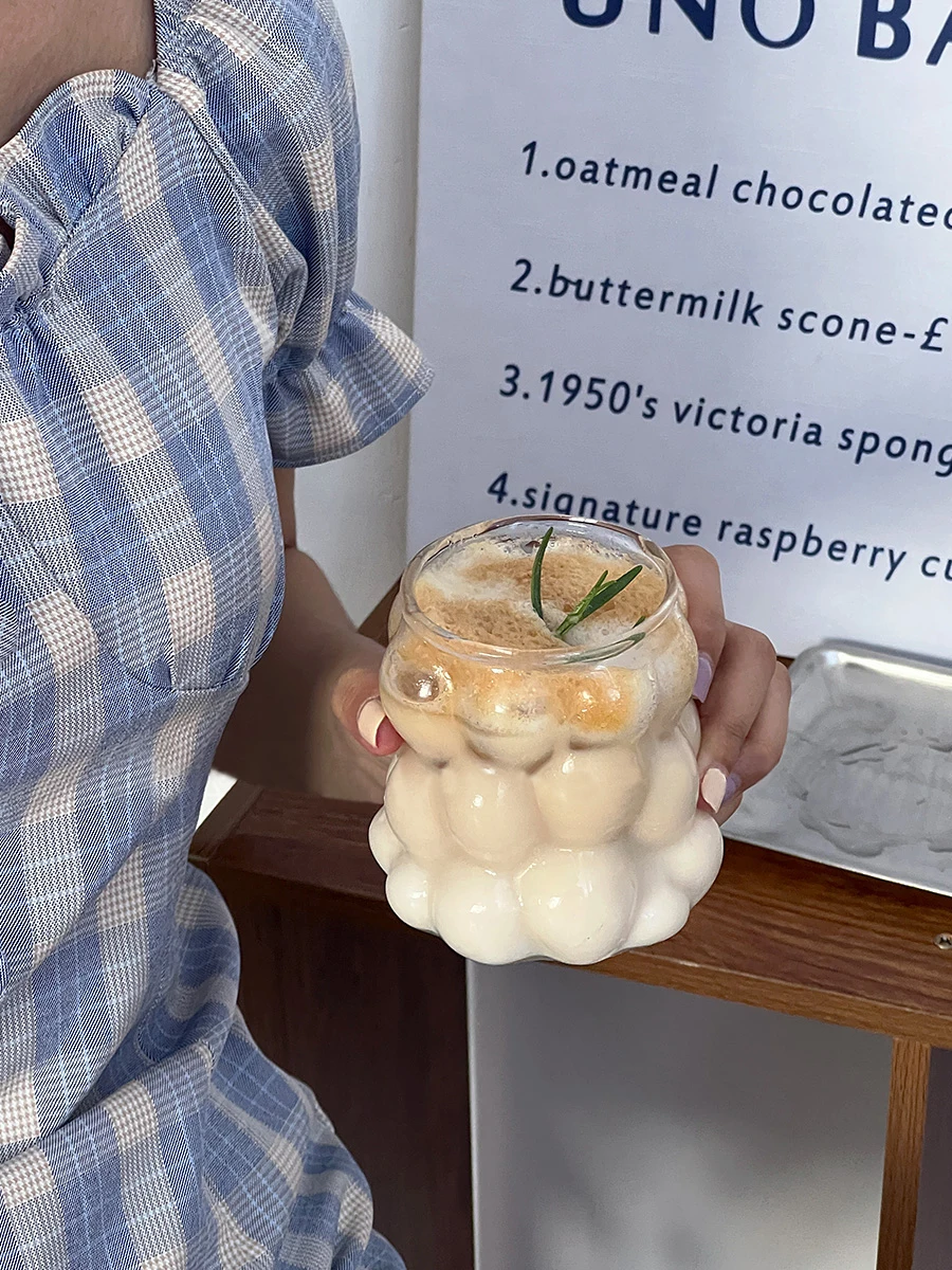 물컵 모양 유리 간단한 주스 커피 컵 우유 아침 식사 컵 디저트 컵 여름 차가운 음료 컵 거품 마시는 안경