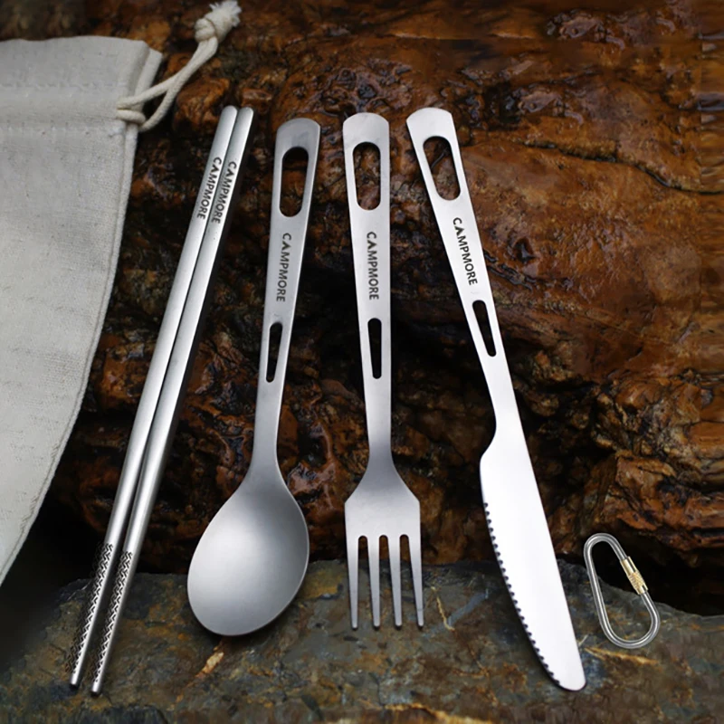Titanium Tableware Ultralight Outdoor Portable Knife Fork Spoon Cutlery ...