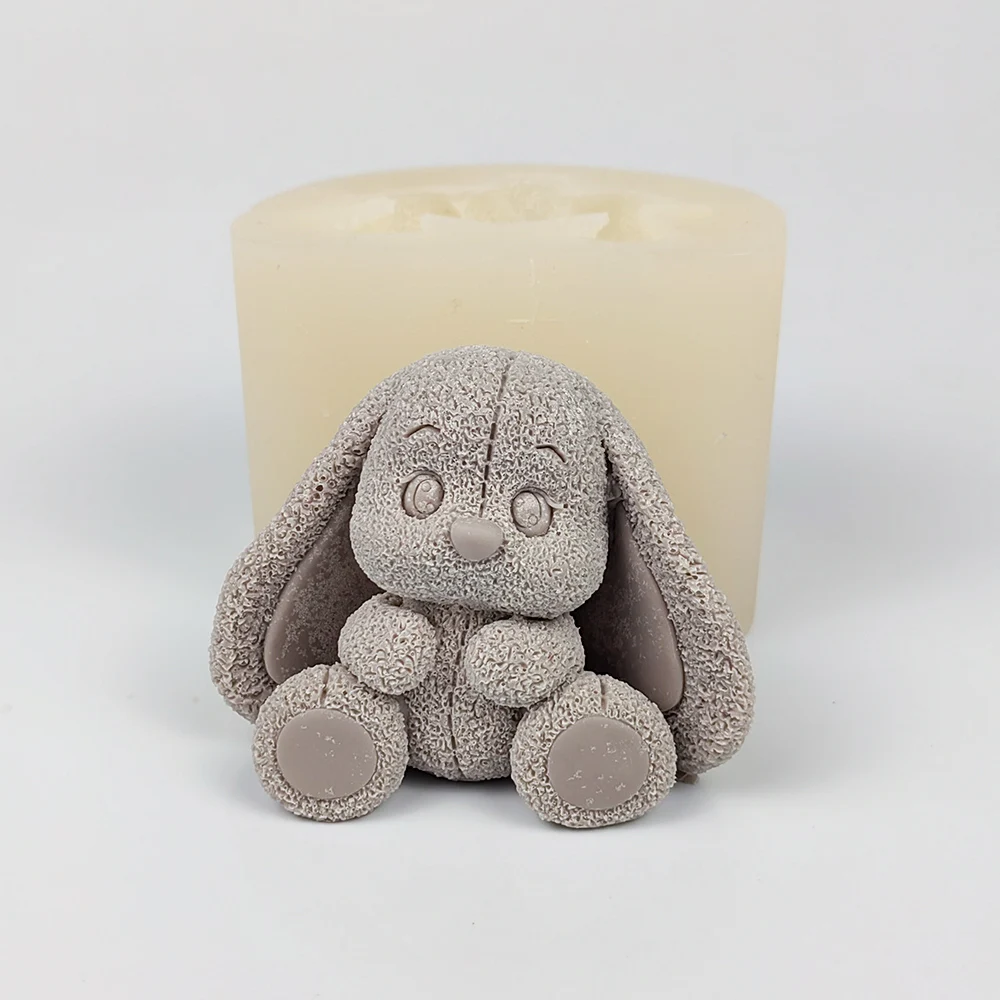DW0410-PRZY-3D-Cute-Big-Ears-Rabbit-Plush-Toy-Moulds-Silicone-Candle ...