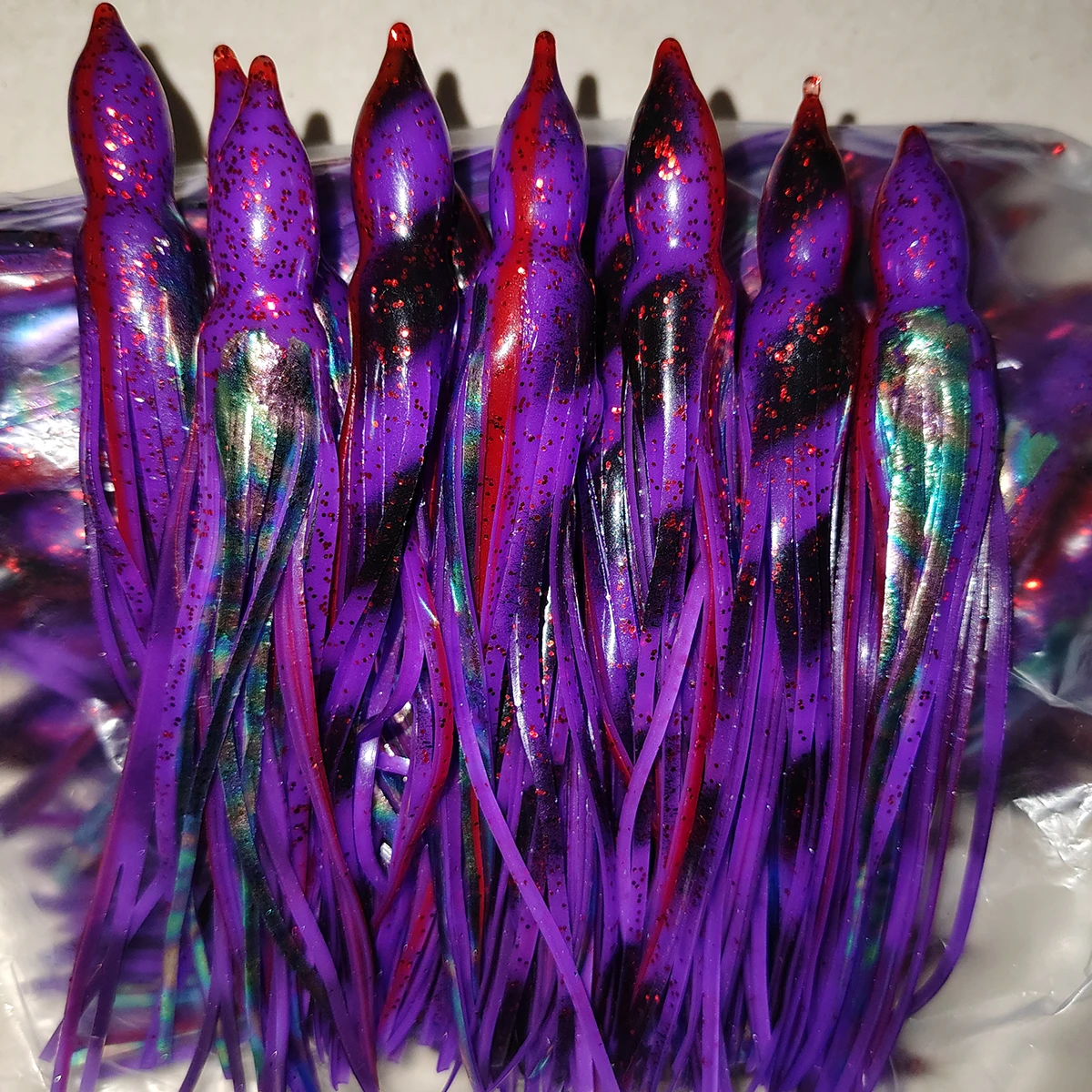 10pc 15cm 18cm 21cm Replacement Luminous Hoochie Squid Skirts Trolling ...