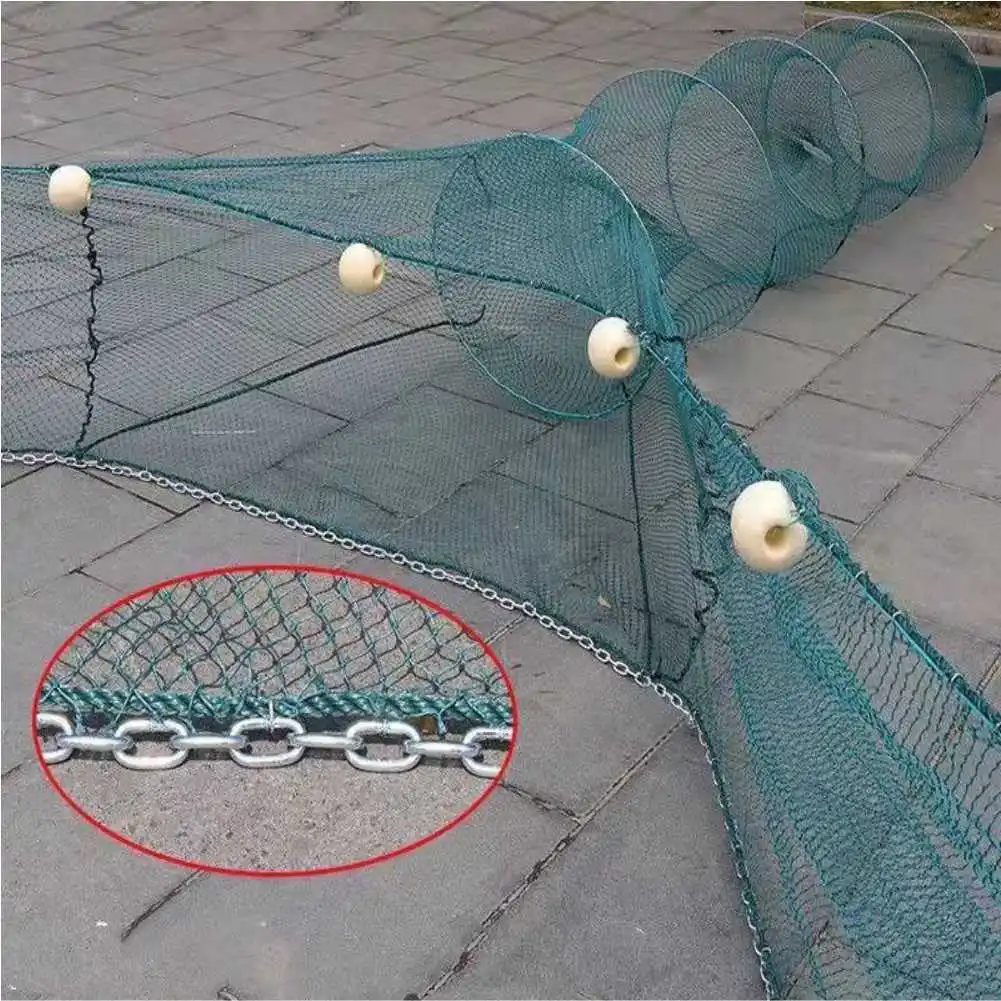 Foldable-Catch-Fish-Net-With-Iron-Chain-Fishing-Trap-Net-Fishing-Cage ...