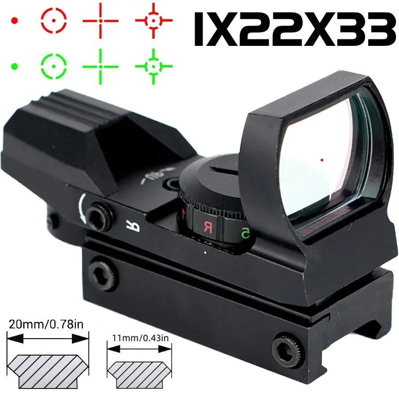 HD101-Red-Dot-Sight-Adjustable-Red-Green-Dot-Reflex-4-Reticle-Tactics ...