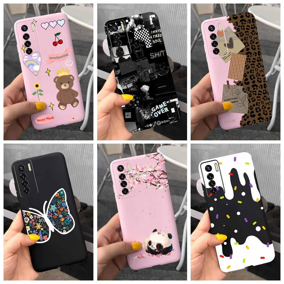 For-Tecno-Camon-17-P-Pro-Case-Black-Pink-Back-Cover-Soft-Silicon ...