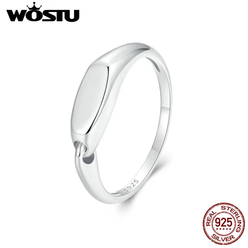 WOSTU-925-Sterling-Silver-Simple-Interlocking-Ring-Plated-White-Gold ...