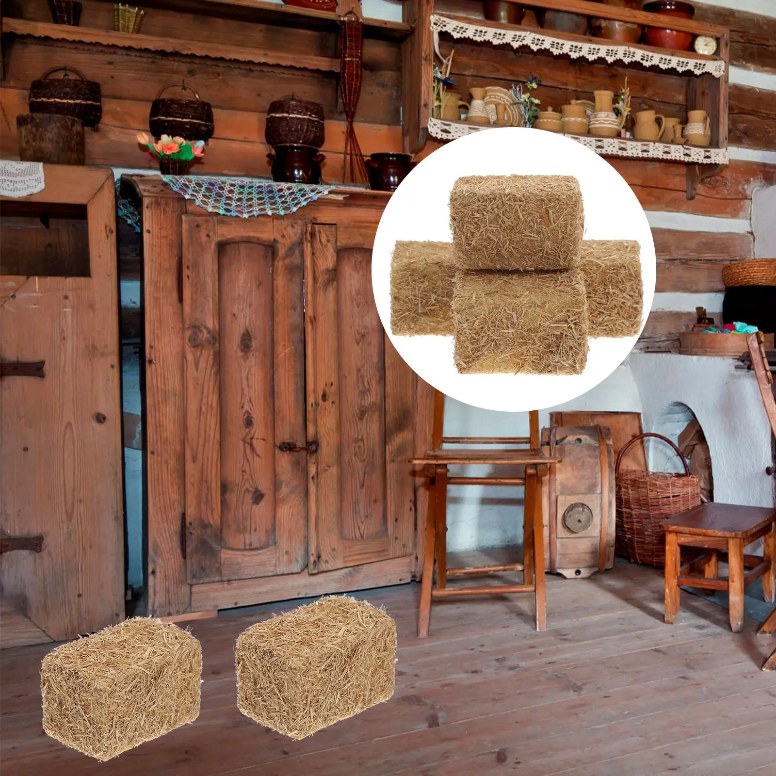 4-8-12pcs-Mini-Hay-Bales-Rustic-Miniature-Farm-Haystack-Stackable-Fake ...