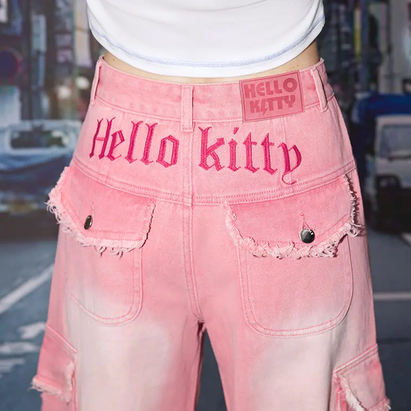 Kawaii-Sanrio-Hello-Kitty-Jeans-Hollow-Out-Hip-Hop-Women-s-Pink ...