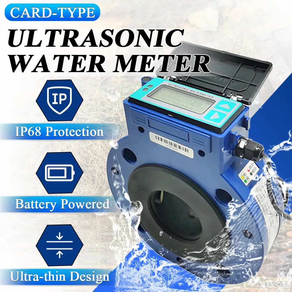 Ultrasonic-Water-Meter-Flowmeter-Water-Liquid-Pipeline-Battery ...