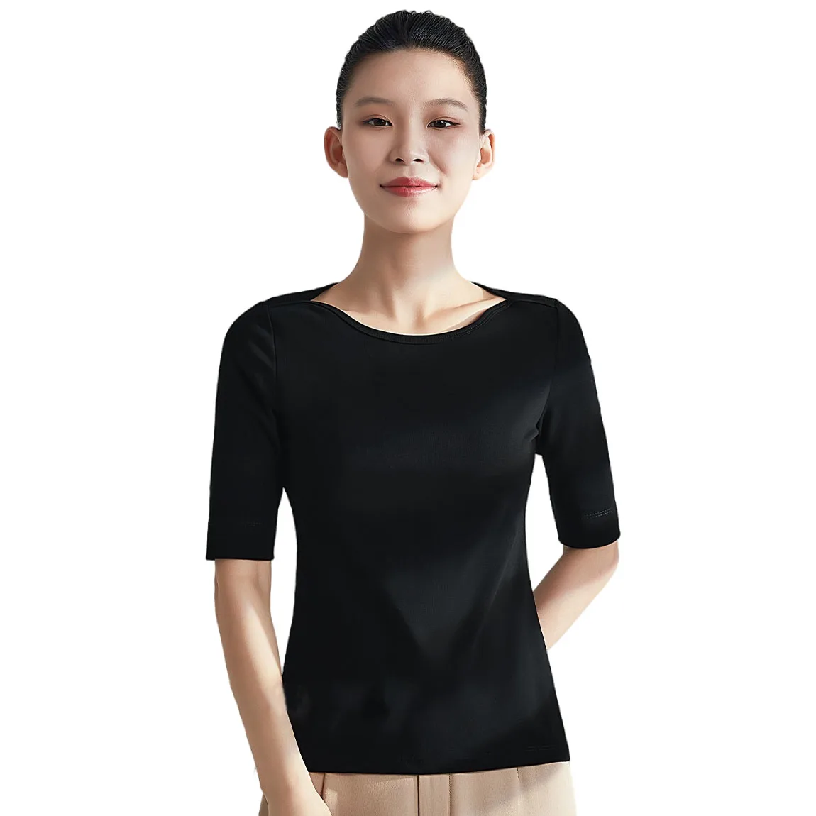 Women-Sweetshirts-Slash-Collar-shirts-for-womens-Solid-Color-woman ...