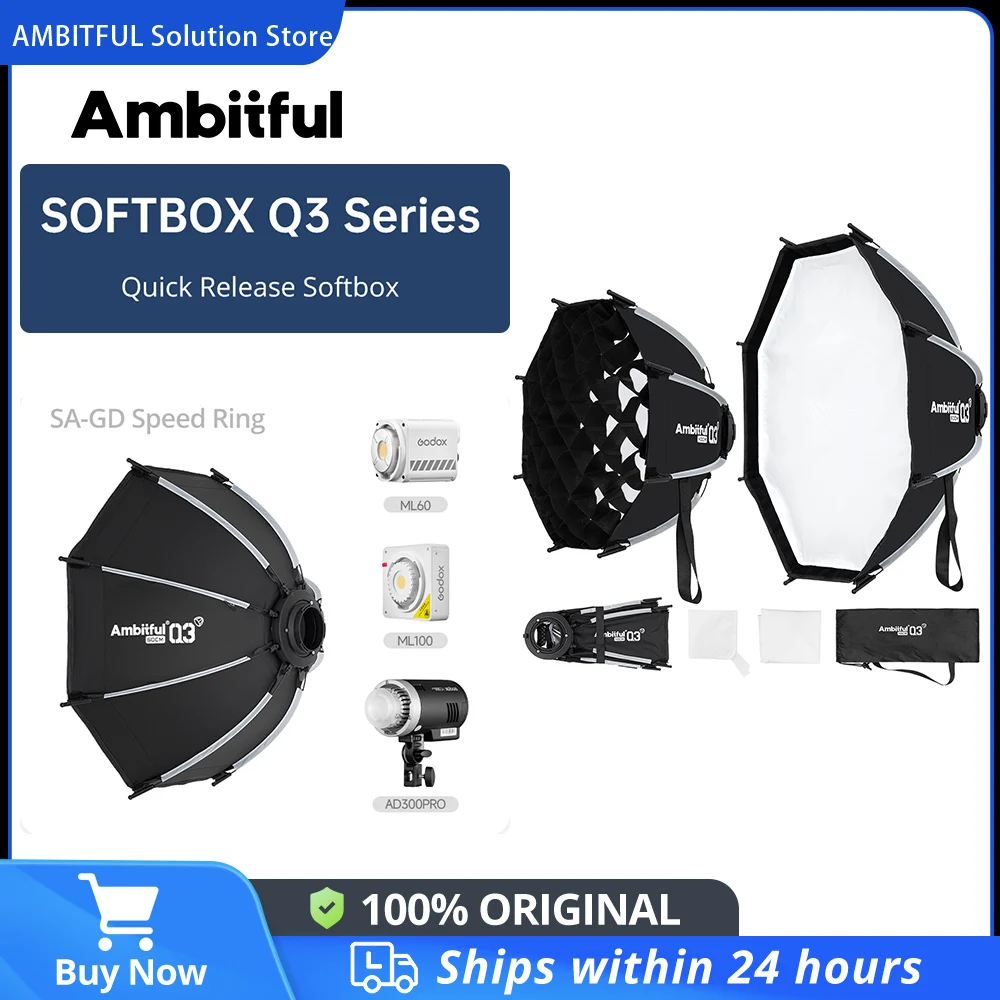 AMBITFUL Q3 Series 40/60cm Softbox Quick Release Standard SA-GD Ring ...