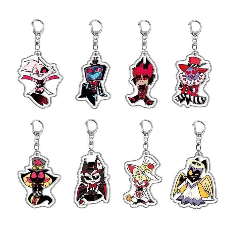 8pcs/set Anime Hazbin Hotel Keychain Key Chain for Accessories Cute Bag ...