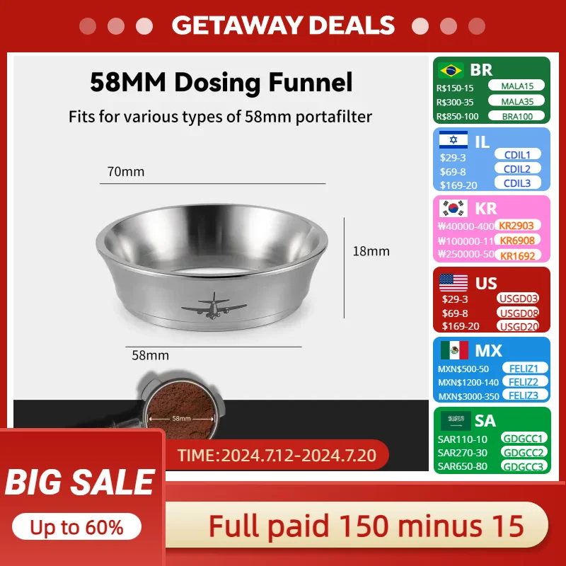 MHW-3BOMBER-51mm-58mm-Espresso-Dosing-Funnel-Stainless-Steel-Coffee ...