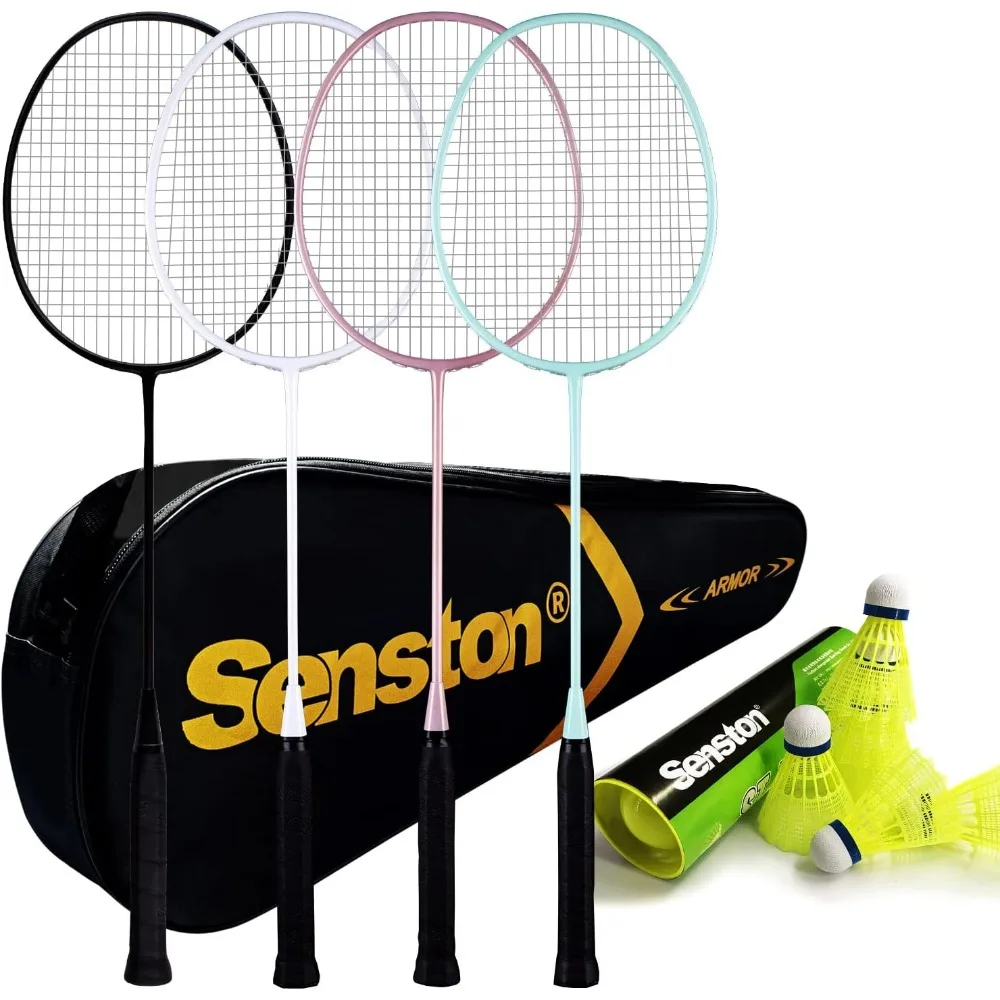 Senston-Badminton-Racket-Lightweight-Badminton-Rackets-Set-with-6-Nylon ...