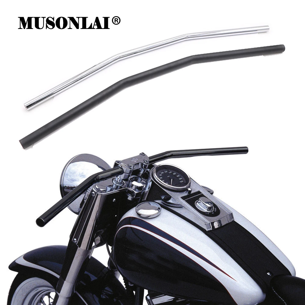 Universal-7-8-22mm-Motorcycle-Handlebar-Black-Silver-Drag-Handle-bar ...