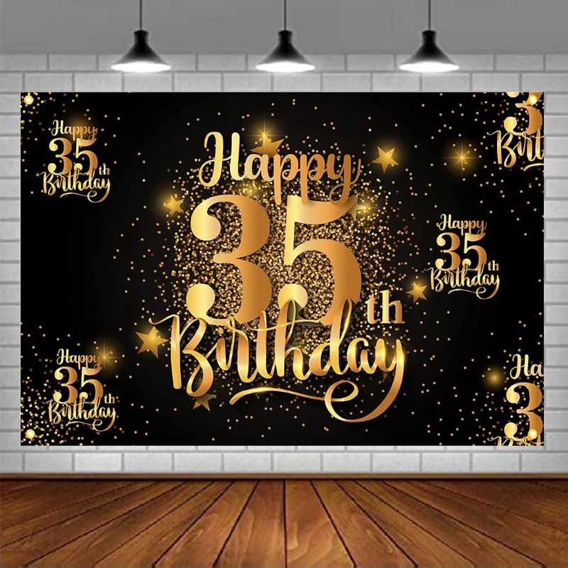 Photography Backdrop Banner Black Gold Sparkles Firework Shiny Stars ...