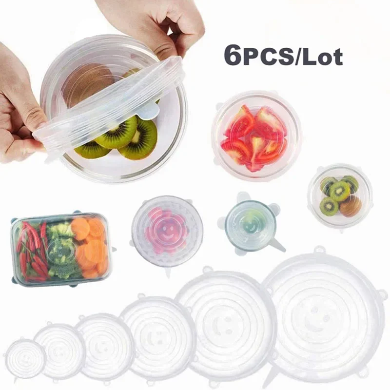 Silicone-Stretch-Lids-Reusable-Airtight-Fruit-Food-Wrap-Covers-6-Pcs ...
