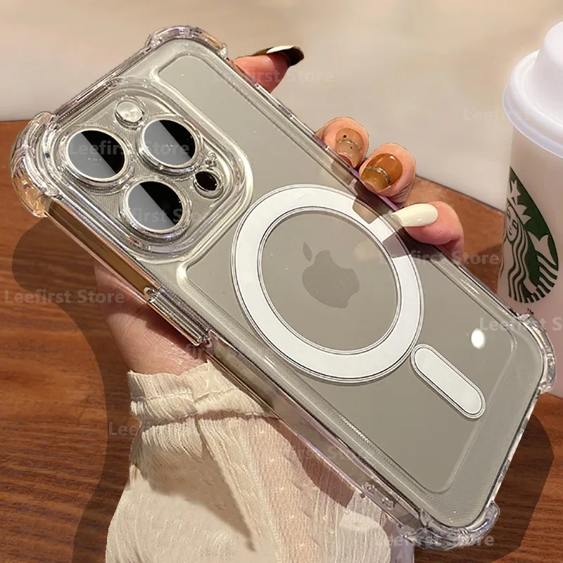 Capa-transparente-para-iPhone-carga-magn-tica-sem-fio-Magsafe-tampa-traseira-r-gida-transparente ...