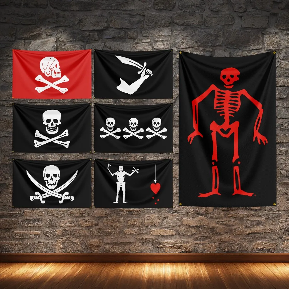 Blackbeard-Edward-Teach-Flag-Polyester-Digital-Printing-Banner-For ...