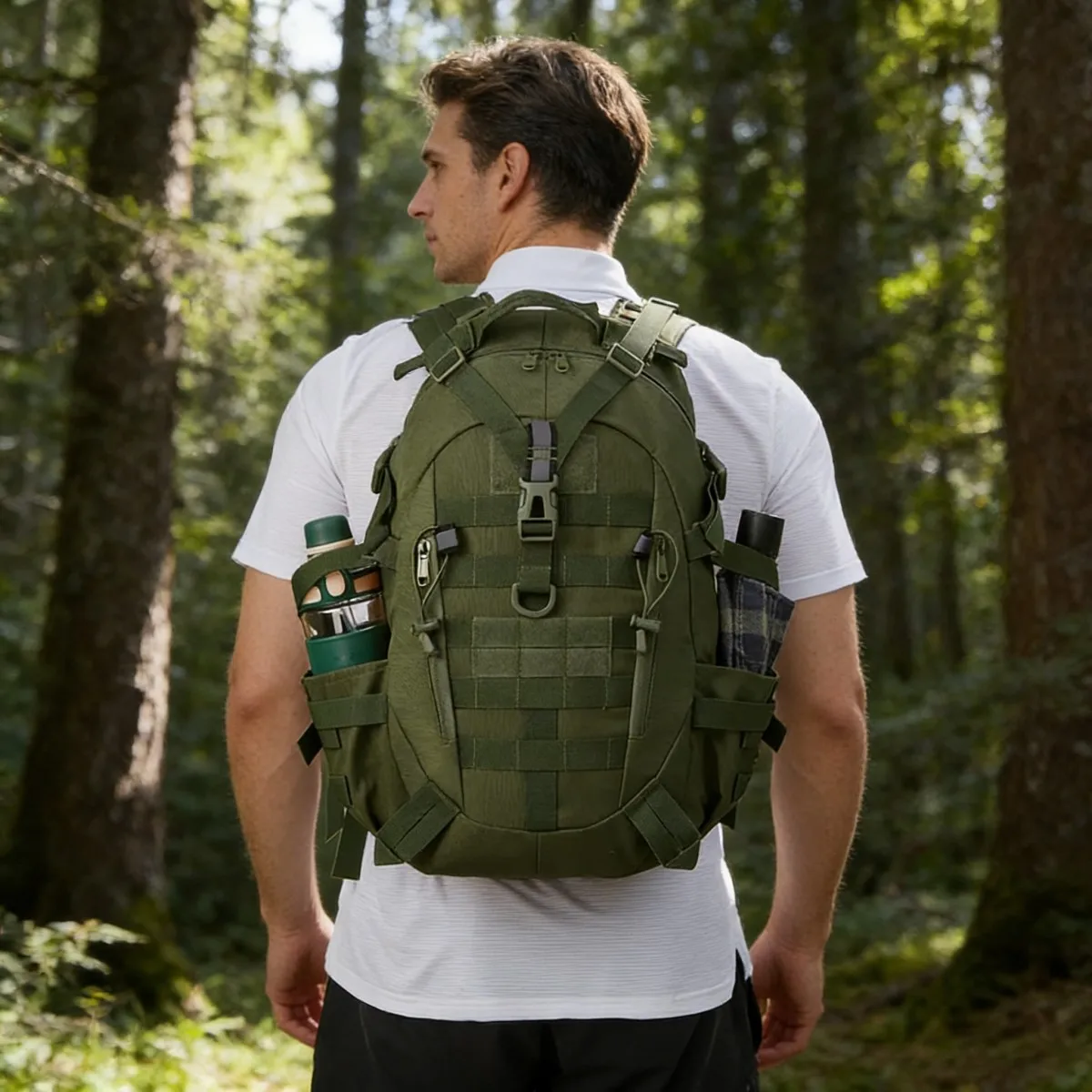 Outdoor Tactical Backpack with Reflective Strips & Modular Loading ...