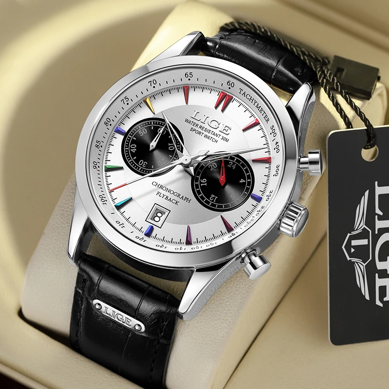 LIGE-Leather-Watch-For-Men-Fashion-Business-Military-Quartz-Men-Watch ...