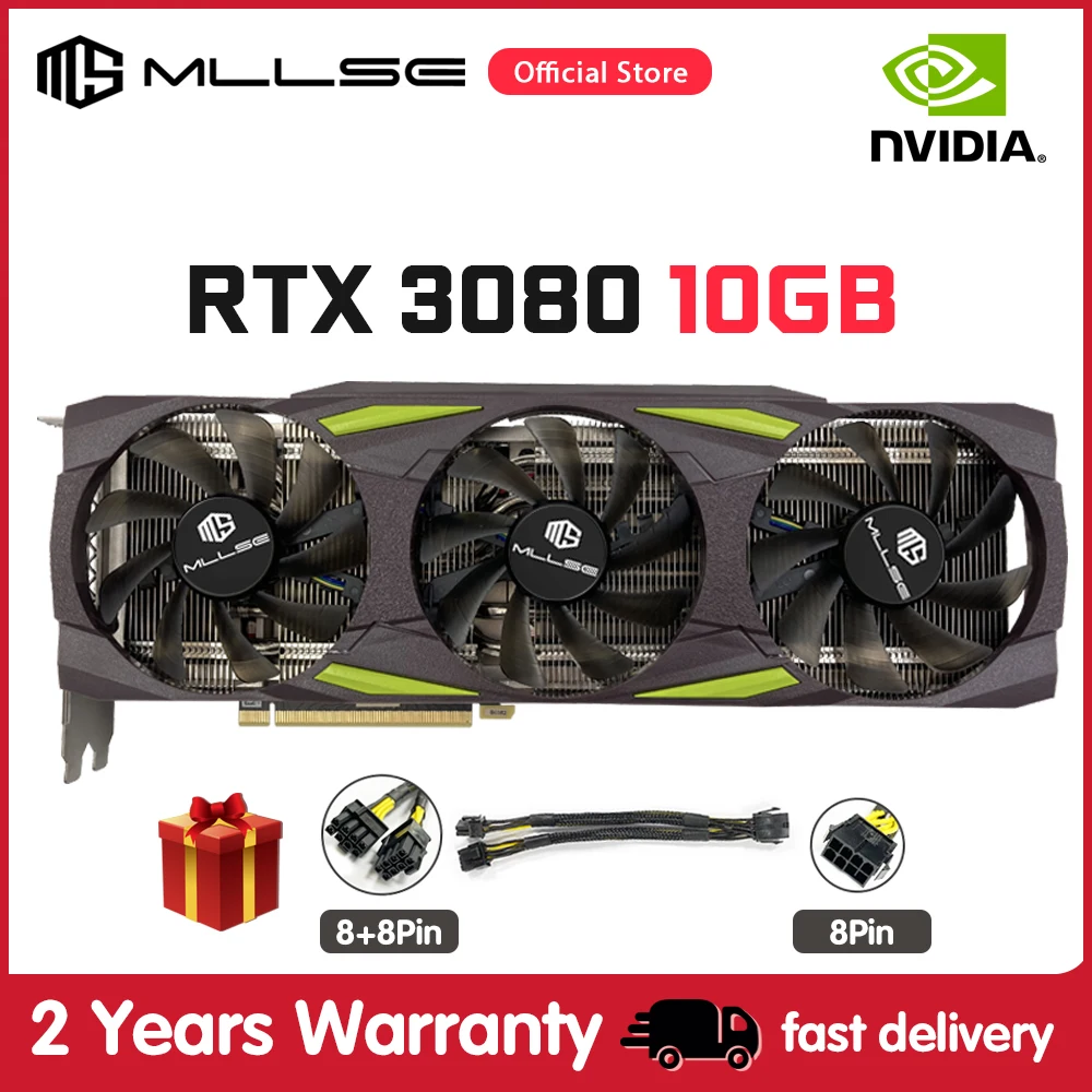 Mllse tarjeta gráfica RTX3080 10G GAMING GDDR6X 320Bit 8Pin + 8Pin 1440 1710MHz 19gbps DirectX ...