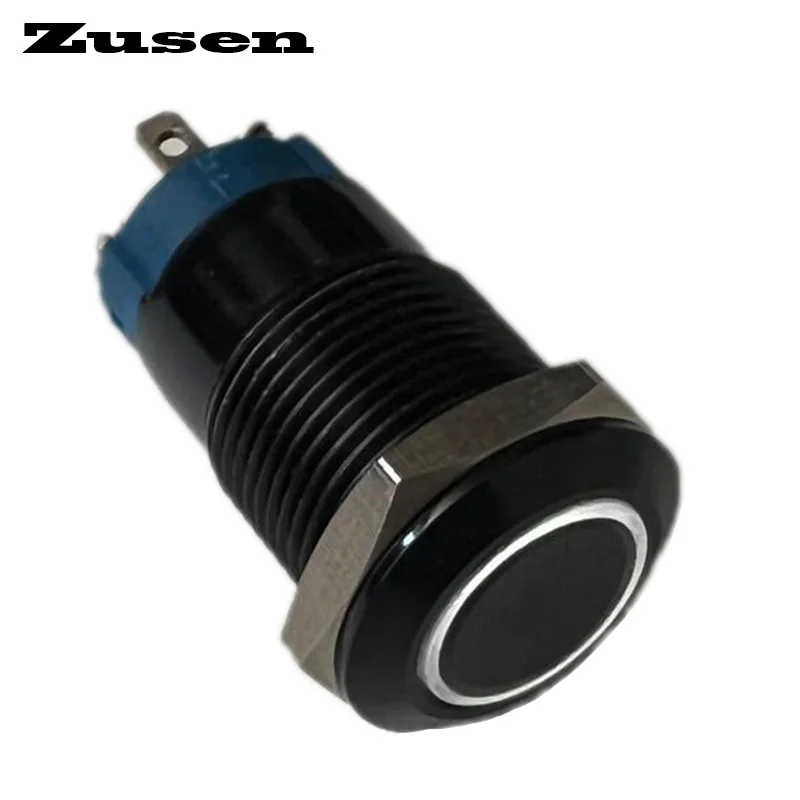 Zusen-12mm-Black-Alumina-Material-Push-Button-Switch-Rring-Led-Light ...