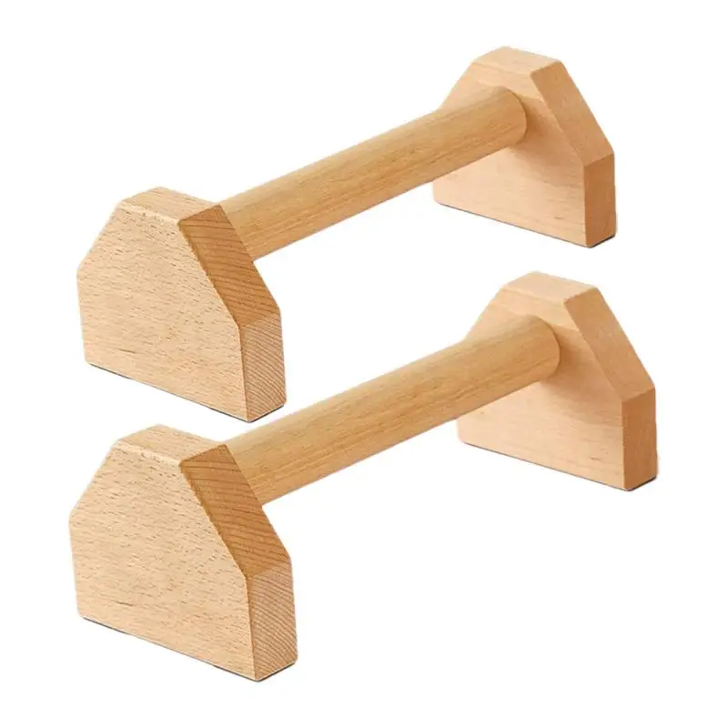 Wood-Parallel-Bar-Floor-Workout-Bar-2pcs-Strength-Workout-Floor-Bar-Non ...