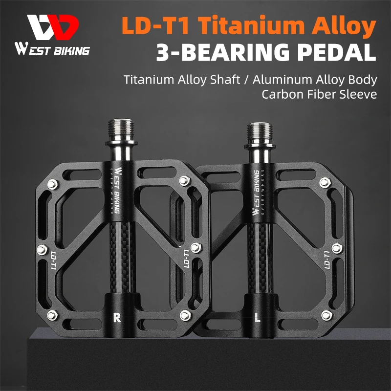 WEST-BIKING-Ultralight-MTB-Pedals-3-Bearings-Bicycle-Titanium-Alloy-Axle-Flat-Pedals-Carbon ...