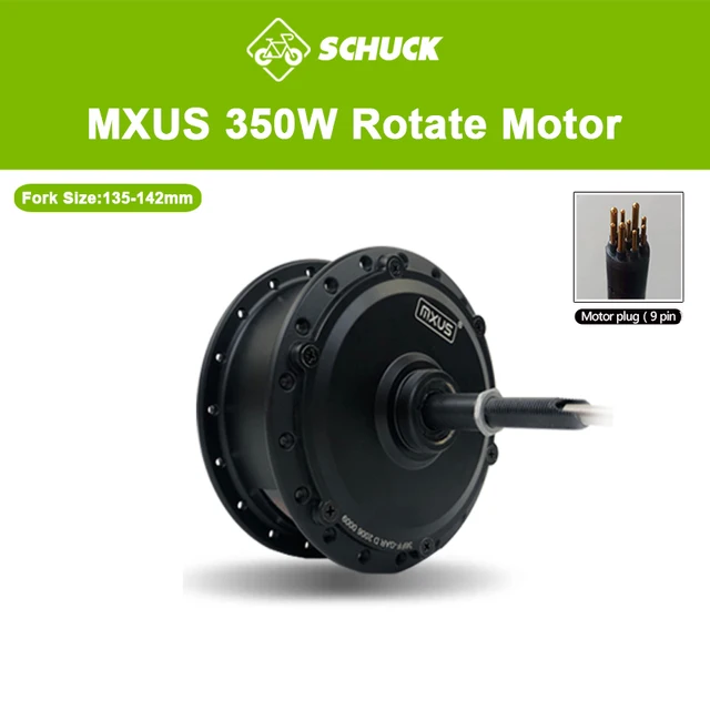 MXUS Ebiek Brushless Geared 36/48V 250W 350W 500W Hub Motor with 9 Pin ...