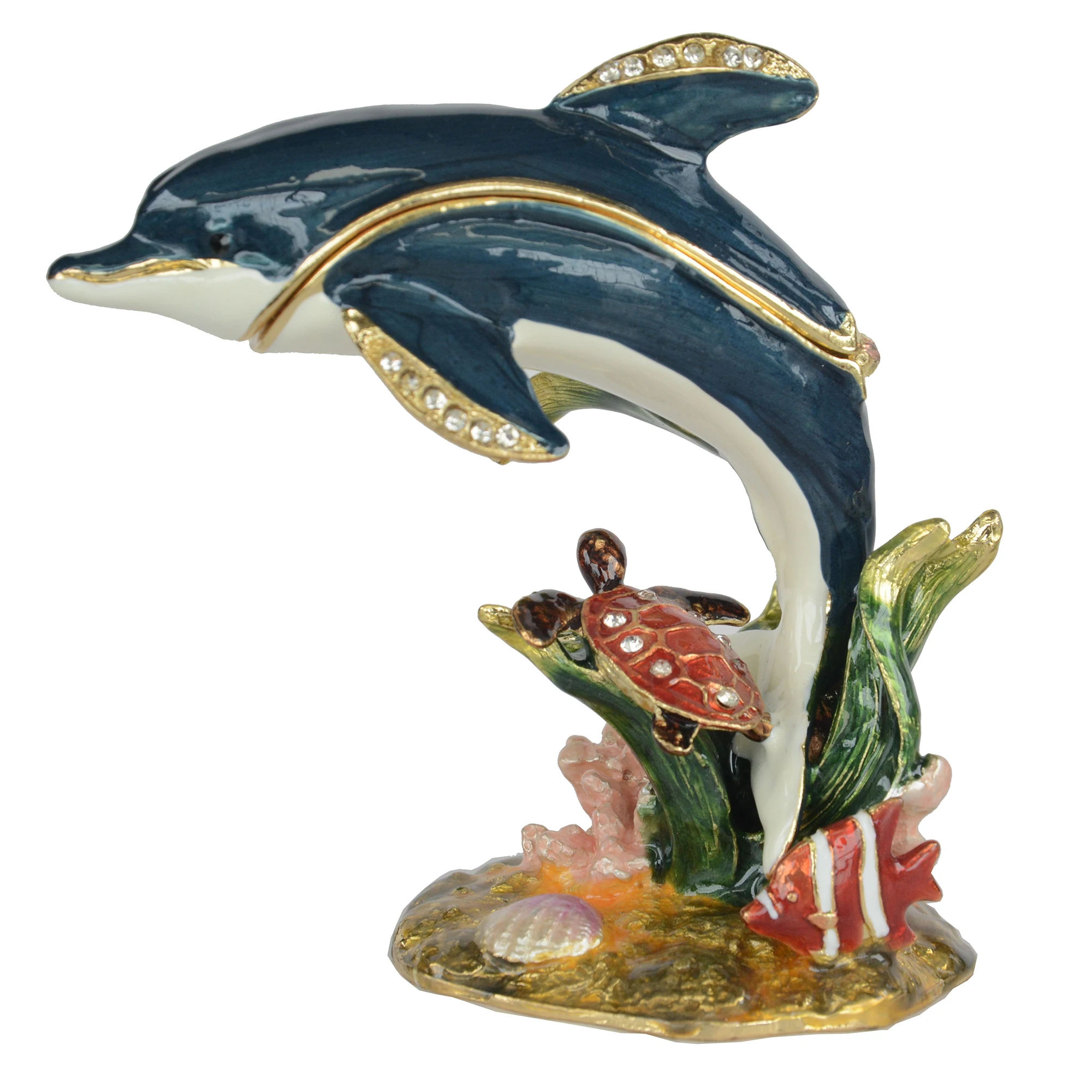 Dolphin Trinket Box, Metal Jewelry Container, Nautical Crafts Gift for ...