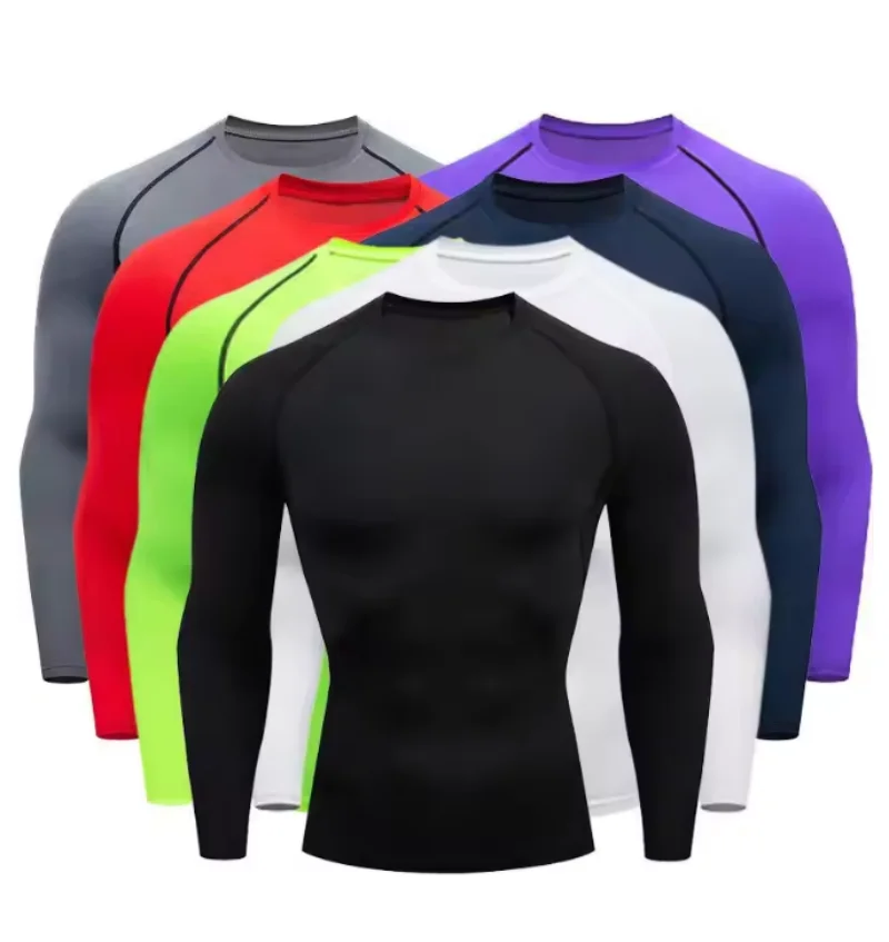 2025 new Men's Workout Compression Shirt Turtleneck Long Sleeve Rash ...